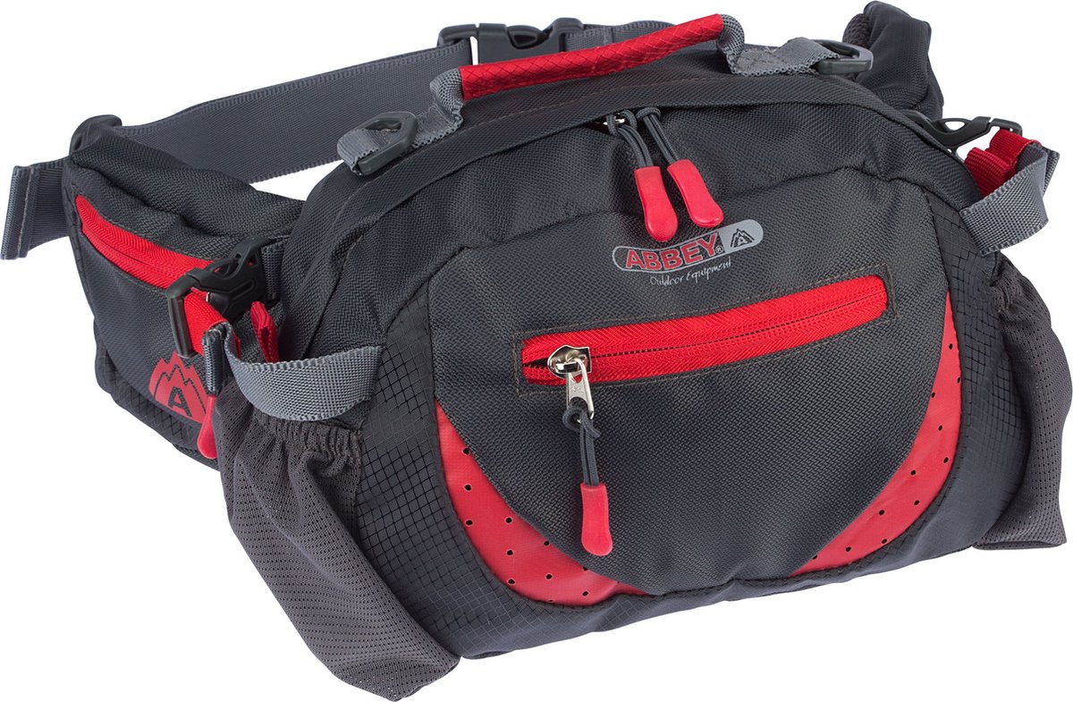 Abbey Outdoor Heuptas - Antraciet/Donkergrijs/Rood | bol