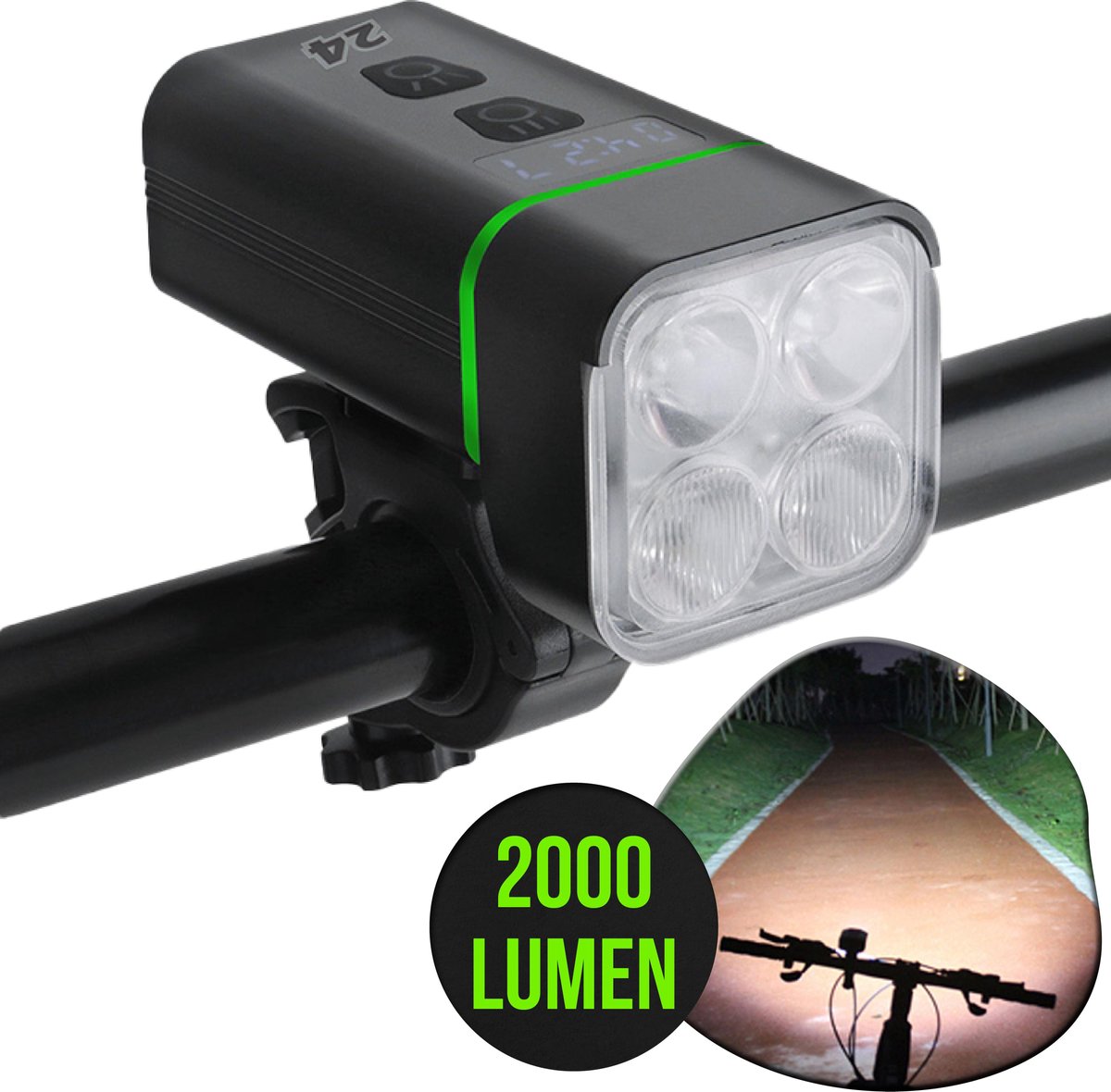 Activ24™ - Zeer sterke LED fietslamp - krachtige 2000 lumen fiets lamp ...
