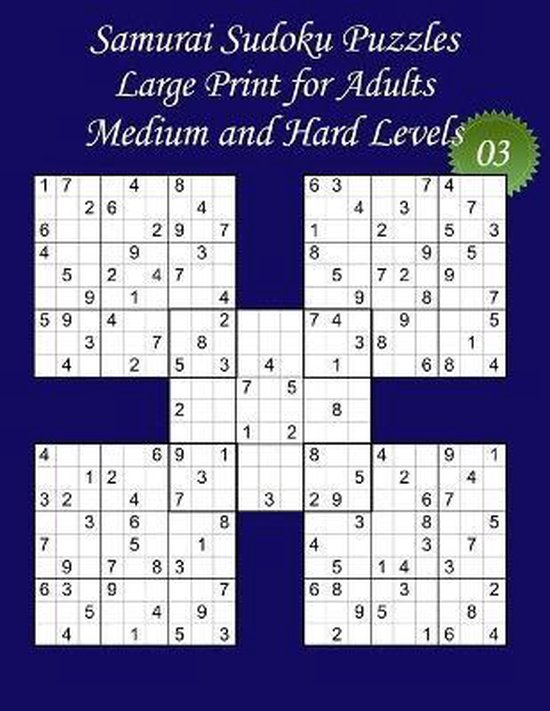 Samurai Sudoku - Medium & Hard Levels- Samurai Sudoku Puzzles - Large ...