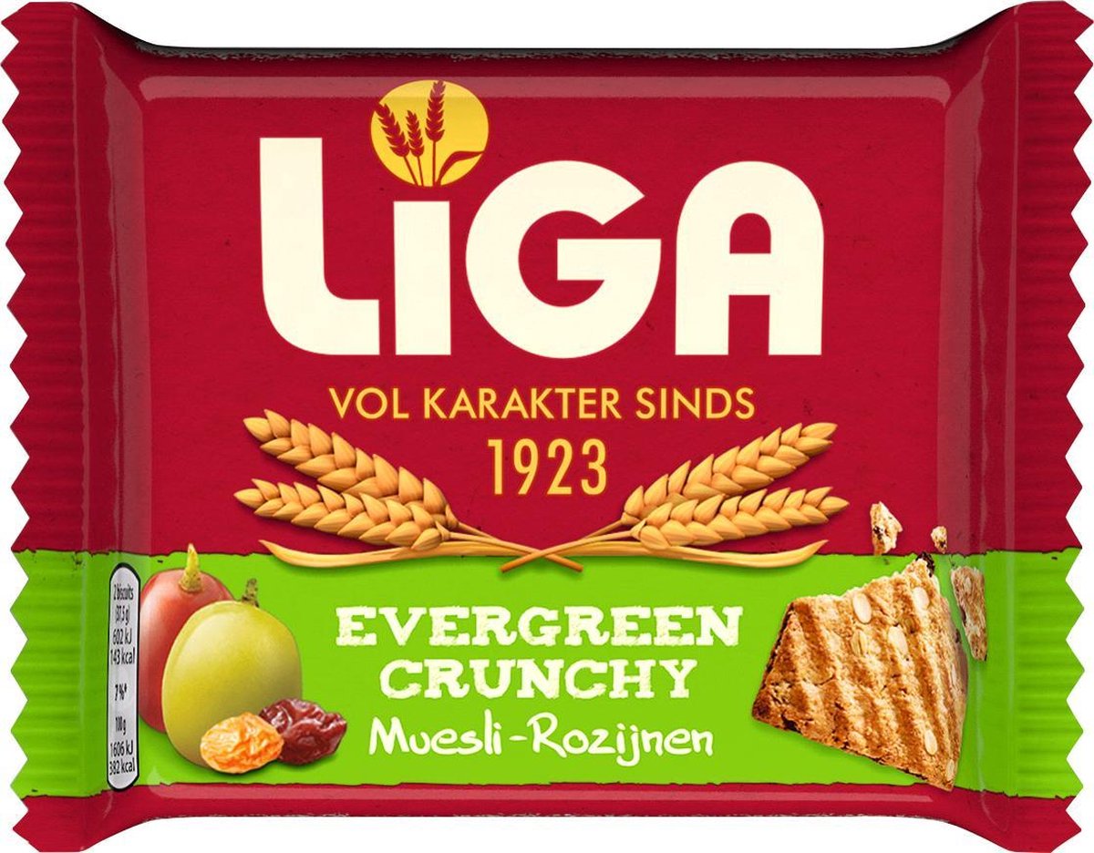 Liga Evergreen Tussendoortje - Crunchy Muesli Rozijn - 24 stuks | bol.com