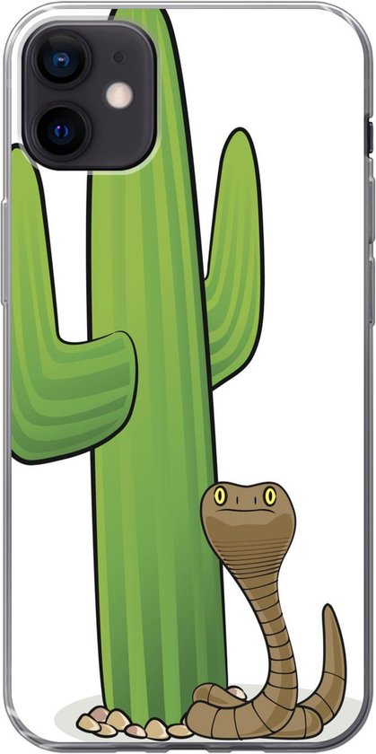 iPhone 12 mini hoesje - Cartoon tekening van een cobra - Siliconen ...