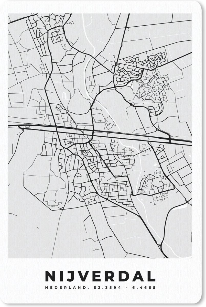 Stadskaart - Nijverdal - Grijs - Wit - Plattegrond | bol.com