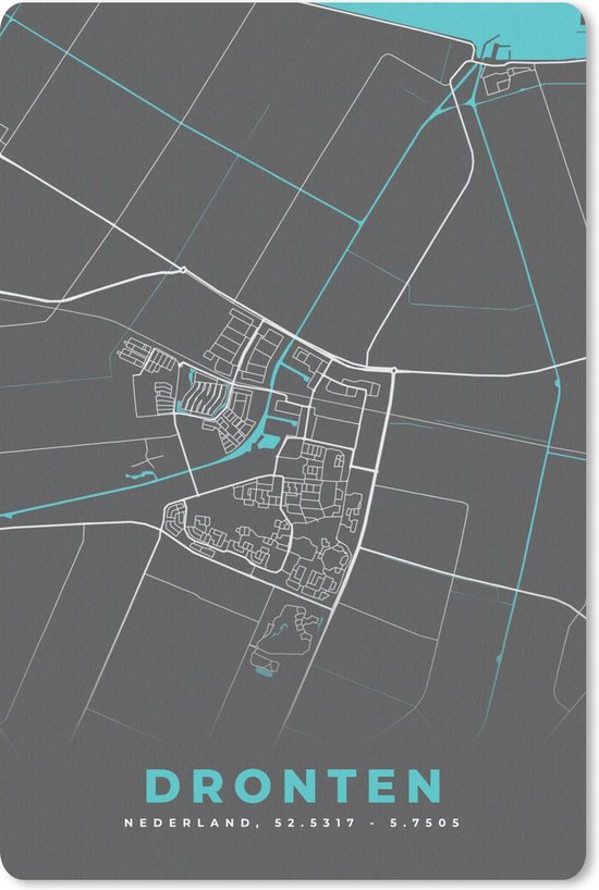 Stadskaart - Dronten - Grijs - Blauw - Plattegrond | bol.com