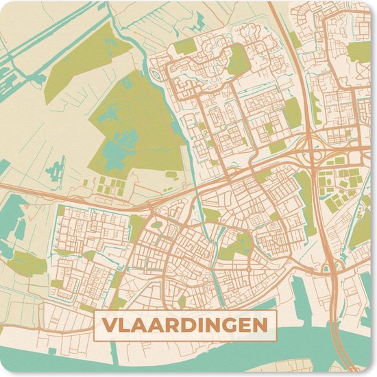 Muismat - Stadskaart - Vlaardingen - Vintage - 20x20 - Plattegrond ...