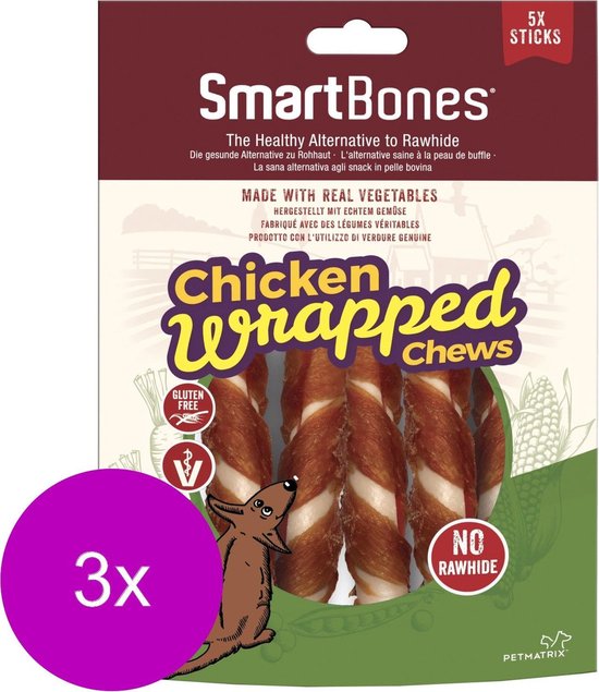 Smartbones Chicken Wrap Sticks - Hondensnacks - 3 x Kip 5 stuks | bol