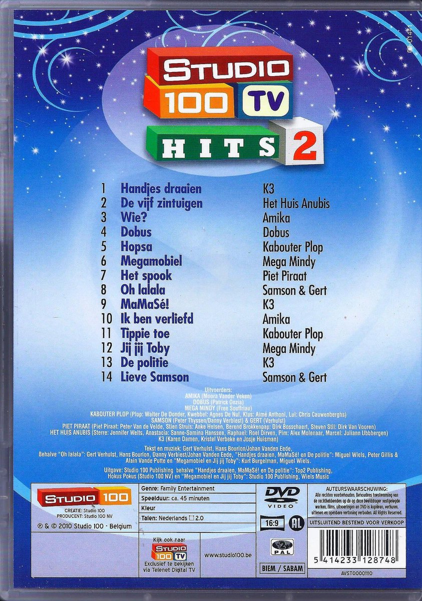 Studio 100 TV Hits - Volume 2 (Dvd), De acteurs van Studio 100 | Dvd's ...
