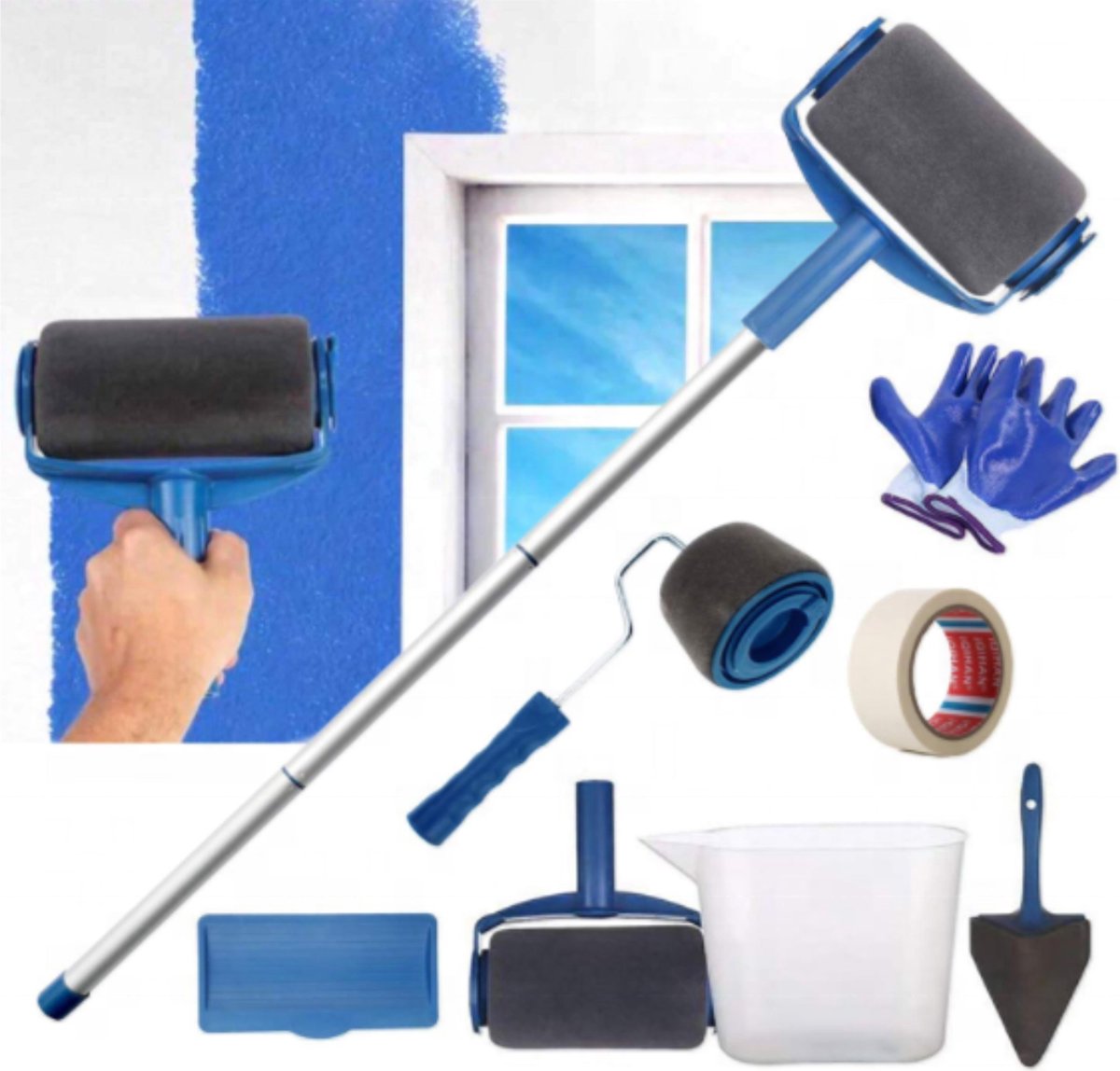 Verfroller - Set van 9 stuks - Schilderset met Reservoir - Paint Runner ...