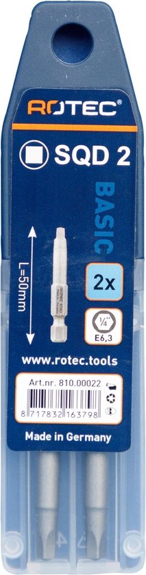 Rotec PRO Krachtbit SQD 2 L=50, E6.3, BASIC (vpe 10) | bol