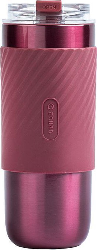 EQURA® Travel Tumbler - Reisbekers - 520 ML - Rosa - Theefilter - RVS/Roze - Reisbeker | bol