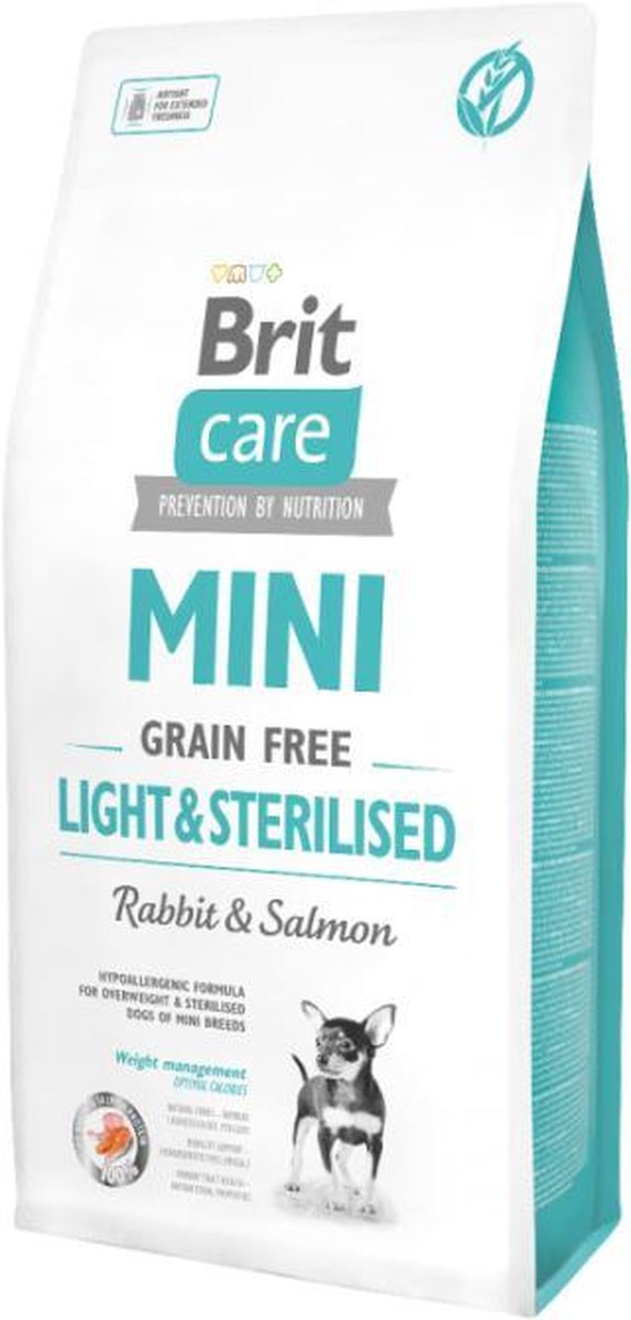 Brit Care Grainfree Mini Light & Sterilised Rabbit & Salmon 7 kg - Hond ...