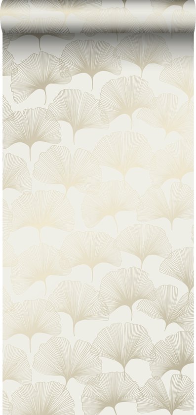 Origin Wallcoverings behang ginkgo bladeren beige en goud - 347730 - 0 ...