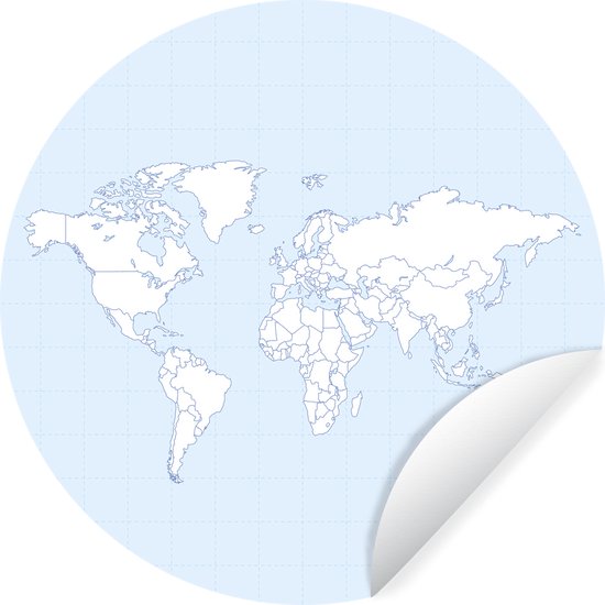 WallCircle - Muurstickers - Behangcirkel - Wereldkaart - Simpel - Wit - 100x100 cm -... | bol