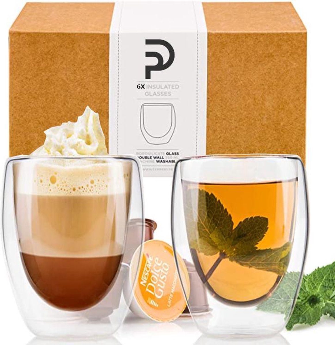 Luxe Latte Macchiato Glazen Dubbelwandig - Dubbelwandige Koffieglazen - Cappuccino... | bol.com