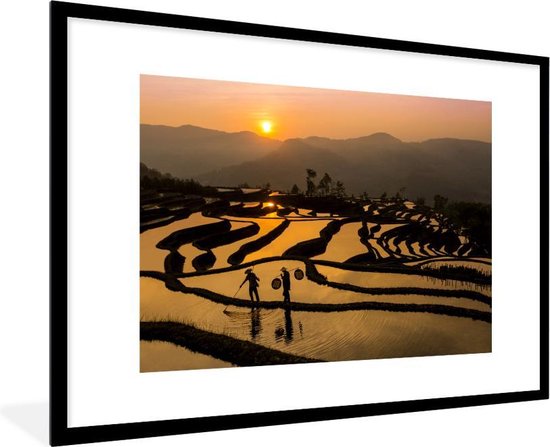 Fotolijst incl. Poster - Prachtig beeld van een rijstveld bij ...