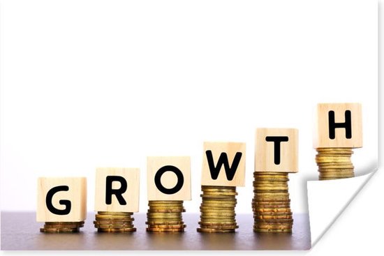 Poster Een stijgende lijn van munten als voorbeeld van economische ...