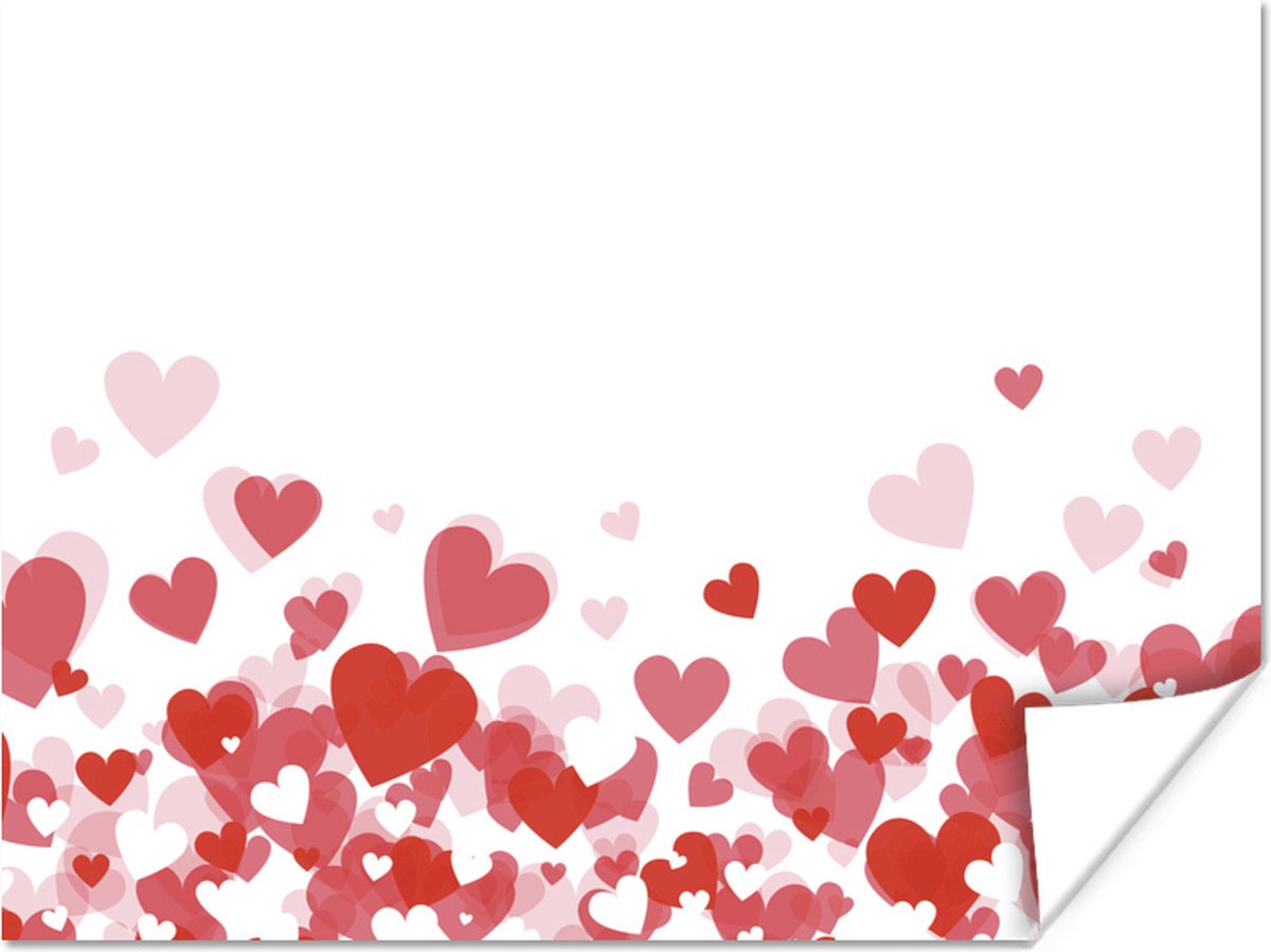 Une illustration d'une pluie de coeurs affiche 80x60 cm - Tirage photo ...