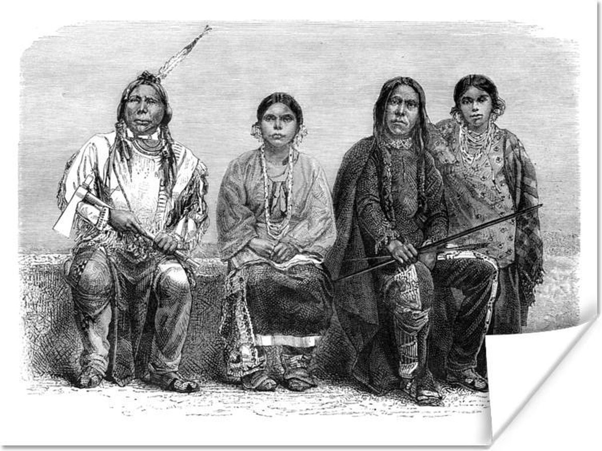 Illustration des Amérindiens de la tribu Sioux poster papier 80x60 cm ...