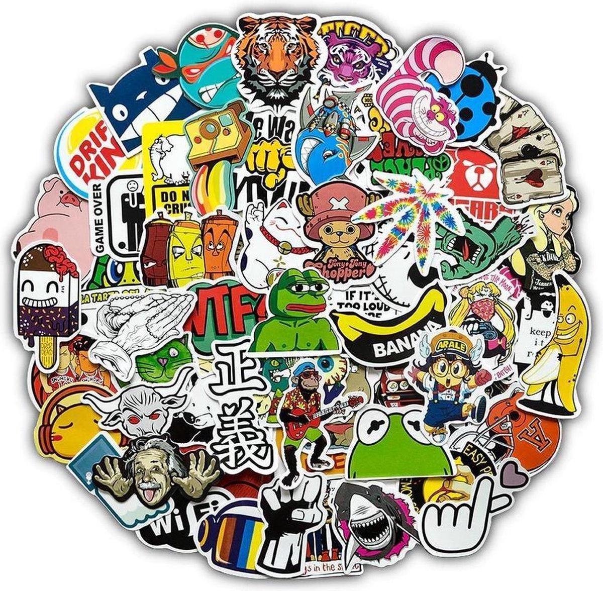 Mix van 50 coole stickers voor laptop, telefoon, skateboard, koelkast ...