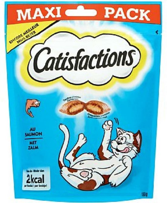 4x Catisfactions Megabox Kattensnoepjes Kip & Kaas & Zalm 180 gr | bol