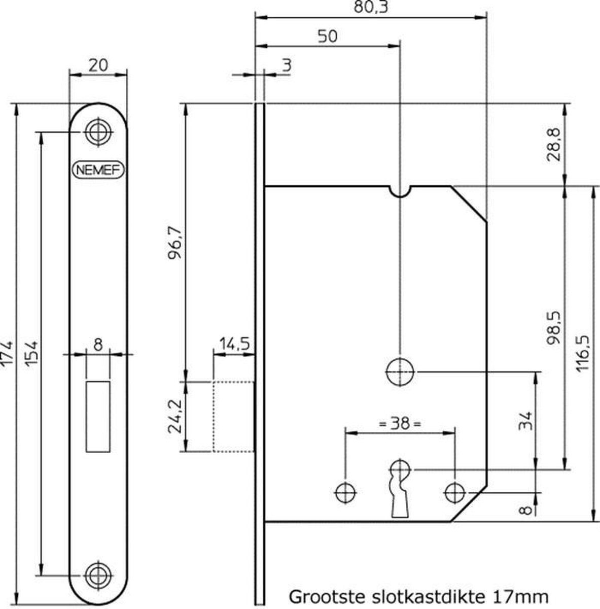 Nemef kast insteekslot 50 mm rvs vp 1256/17 | bol.com