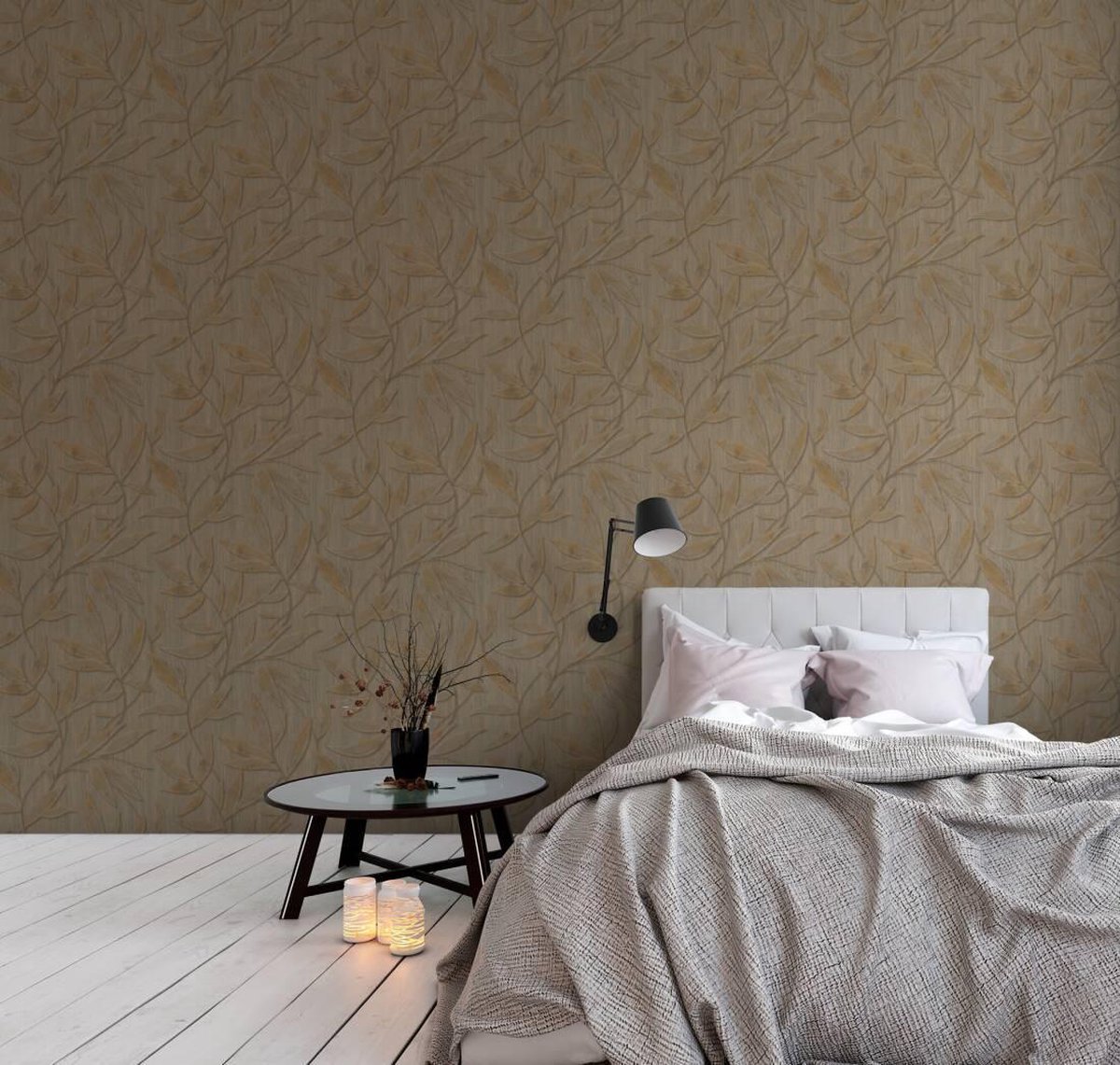 BLADEREN BEHANG - Bruin Goud - AS Creation Siena | bol.com