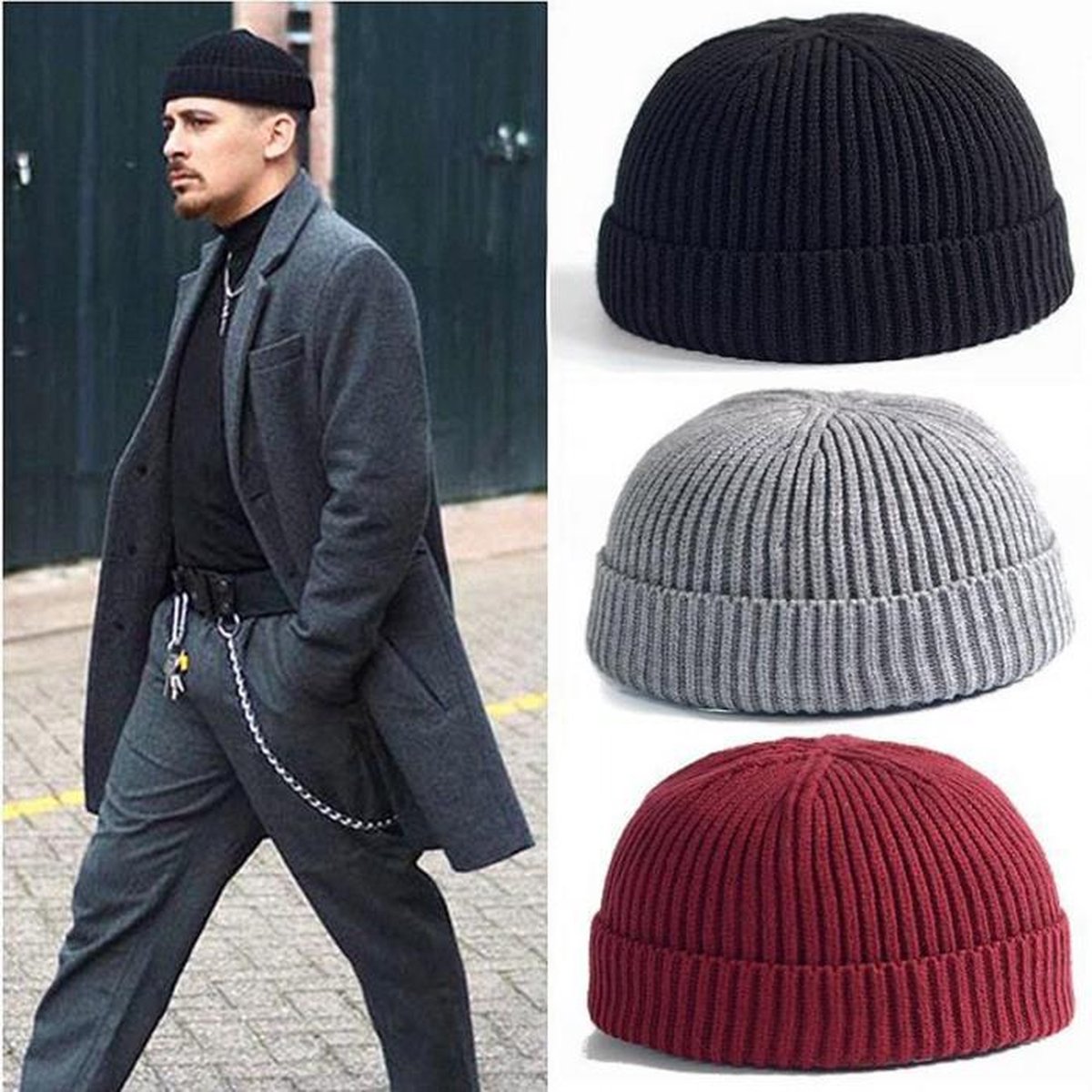 Bol Beanie Muts Blauw Fisherman Muts Uniseks Vissers Beanie 
