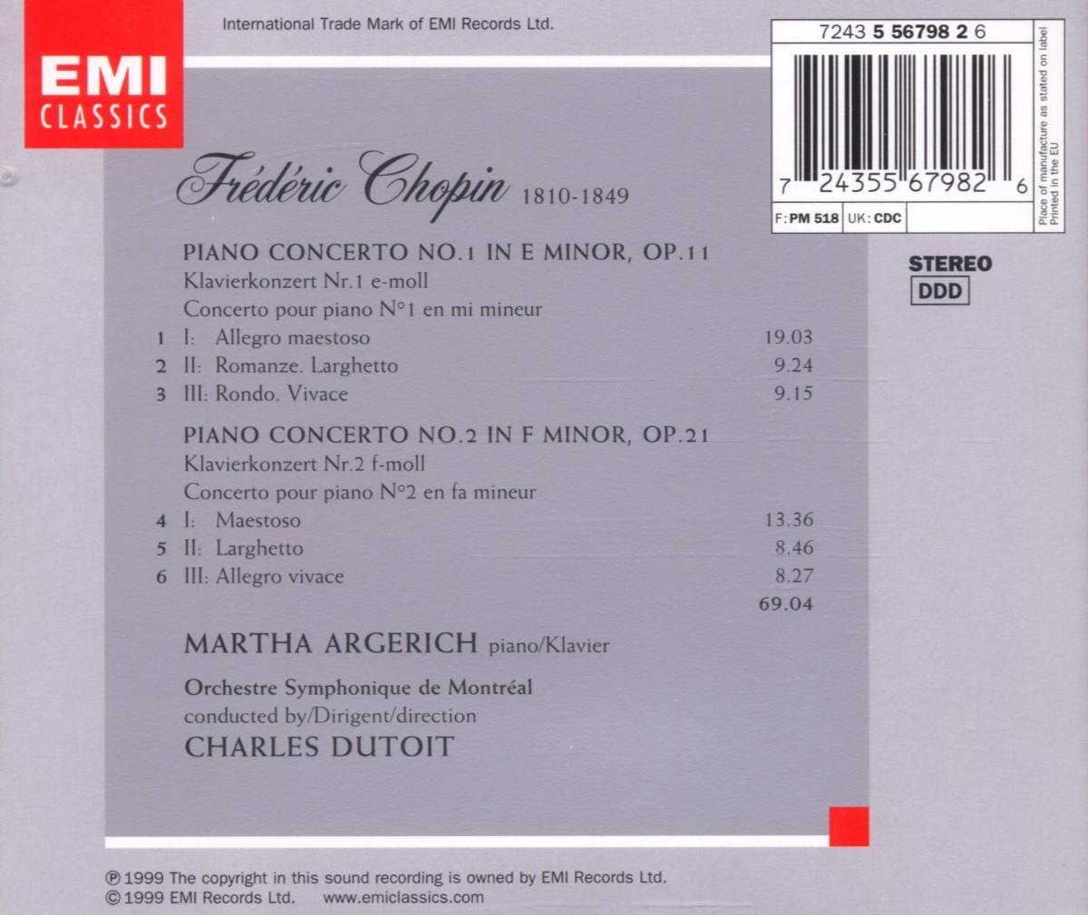 Chopin: Piano Concertos no 1 & 2 / Dutoit, Argerich, Charles Dutoit | Muziek | bol.com