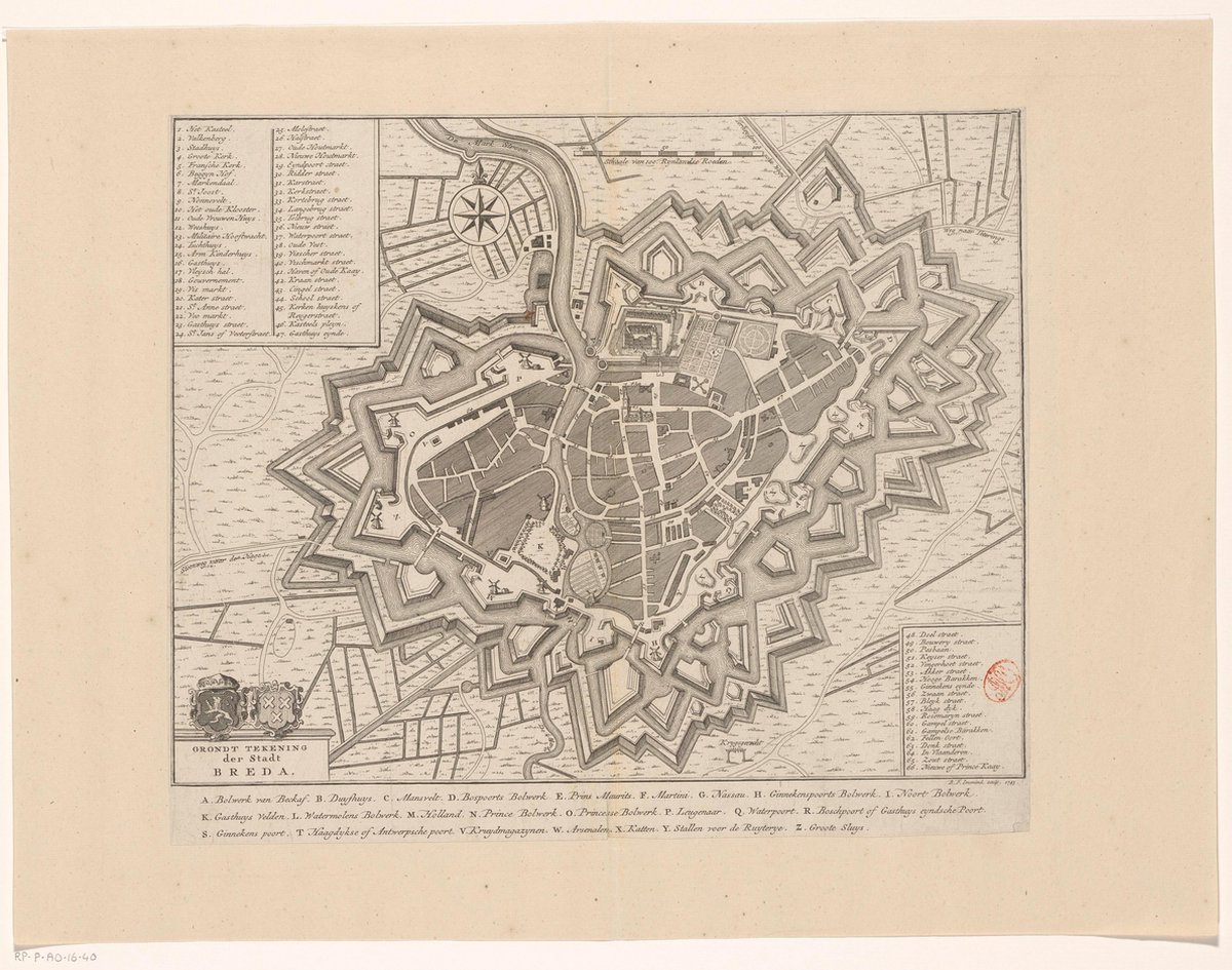 Poster Historische Oude Kaart Breda - Stadsplattegrond - 1747 - Large ...