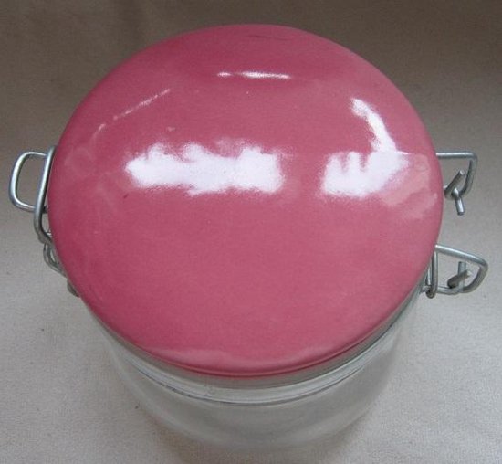 Weckpot klein met roze deksel, hoogte 10,5 cm | bol.com