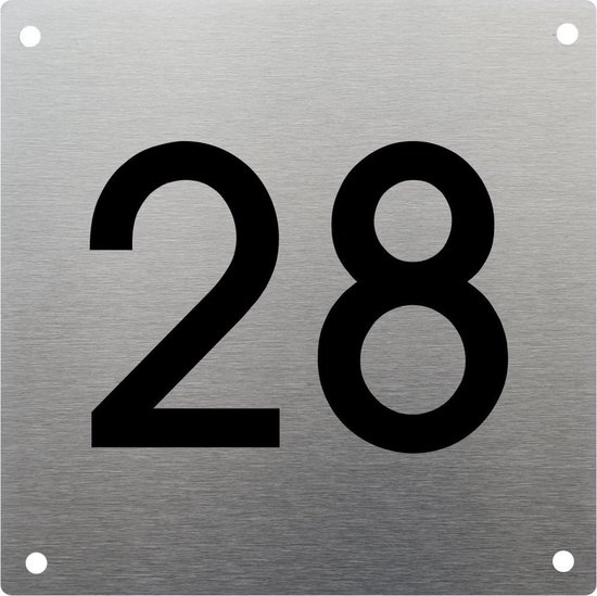 RVS huisnummer 15x15cm nummer 28 | bol