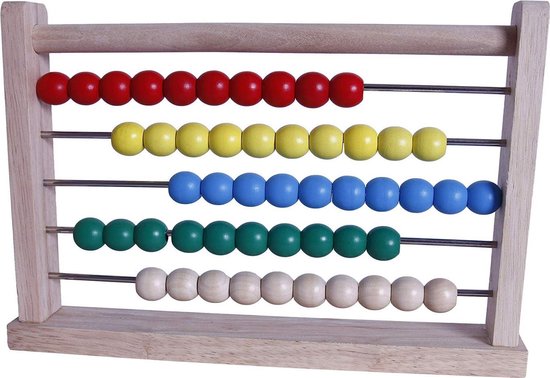 Houten Telraam 18x26cm rood - geel - blauw - groen - wit | bol.com