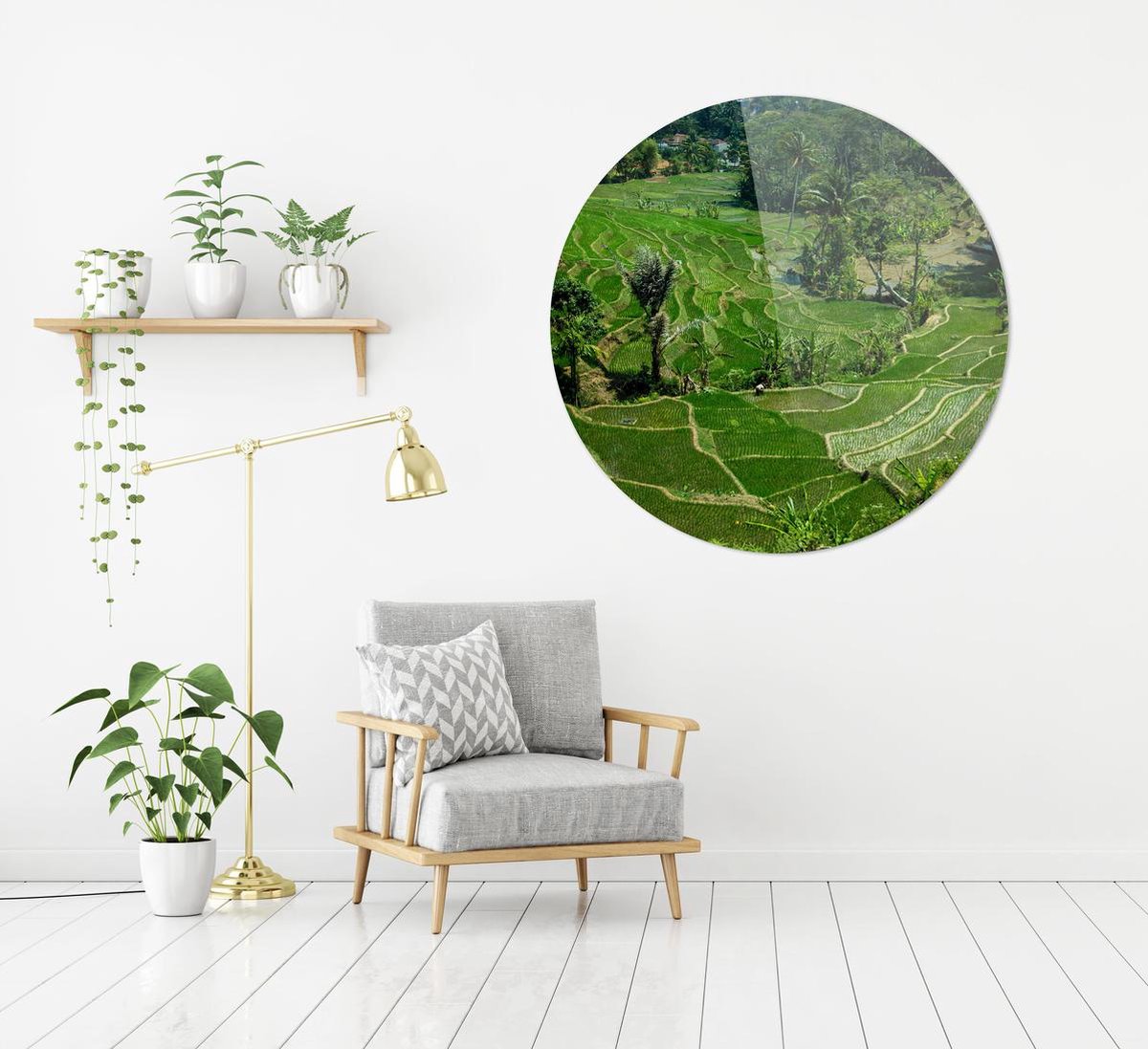 Rijstvelden | Wanddecoratie | 100CM x 100CM | Schilderij | Foto op ...