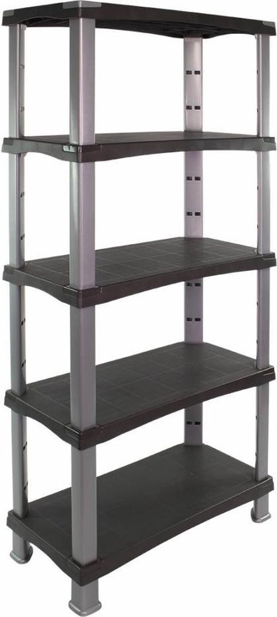 Kunststof opbergrek met 5 in hoogte verstelbare etages antraciet | bol.com