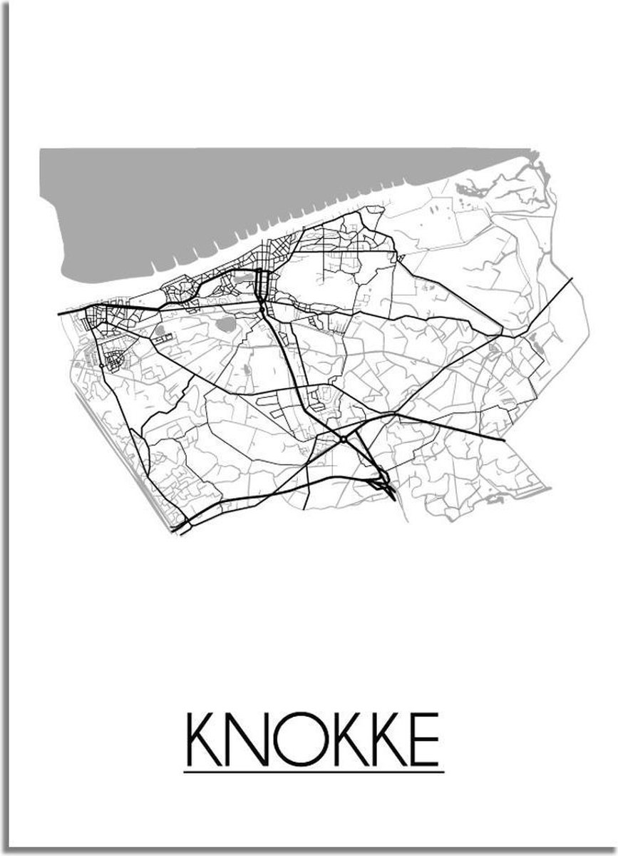 DesignClaud Knokke Plattegrond poster A4 + Fotolijst wit | bol.com