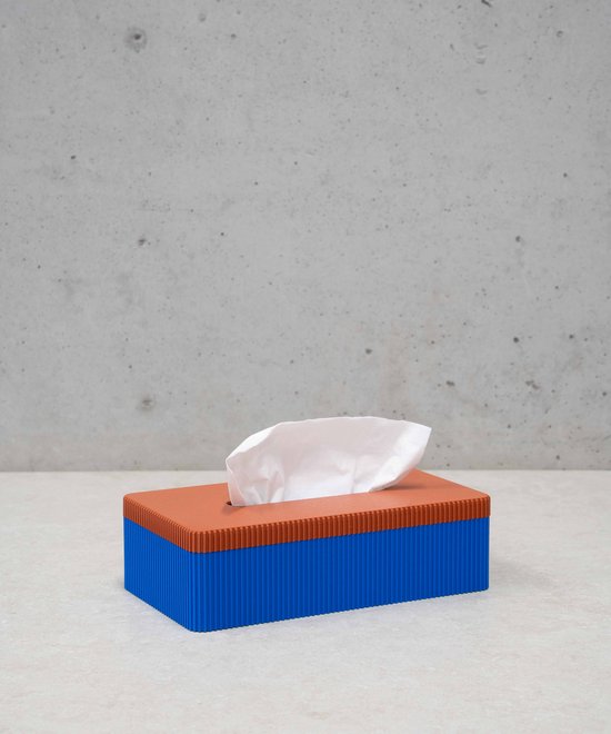 WAVY - Tissue Box - Blauw / Terracotta - Design tissue doos voor ...