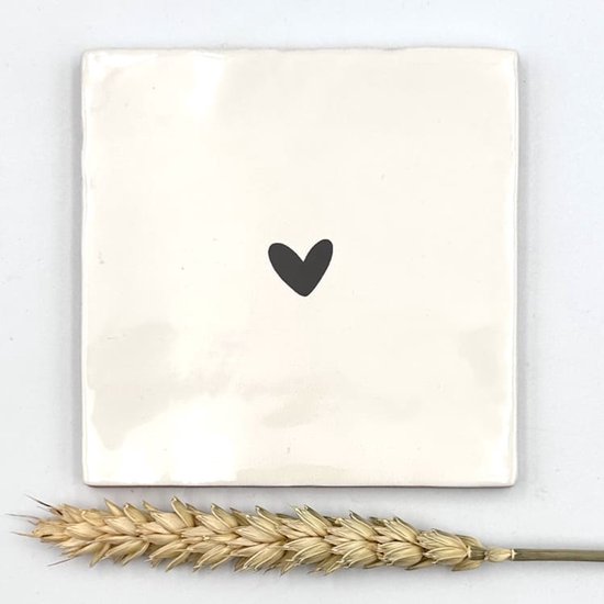 Tegeltje - hartje wit - grijs | bol