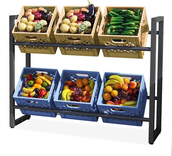 NAIZY drankkrattenrek 6 kratten flessenrek krattenrek metalen drankrek ...