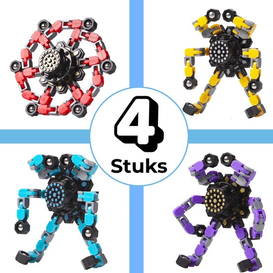 BALDUNO® fidget toys - Transformeerbare Fidget Spinners (4 stuks) voor ...