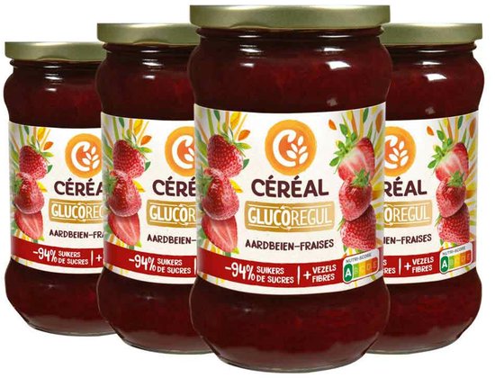 Céréal Jam Aardbeien - 4 x 320 gr - Voordeelverpakking | bol