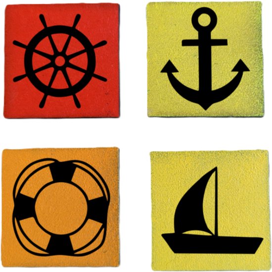 Djemzy - Anker, stuurwiel, boot en reddingsboei - 4-delig - groot ...