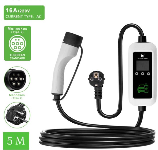 Bar2Charge Mobiele Thuislader Elektrische Auto 3.7kW | IP66 Waterdicht ...