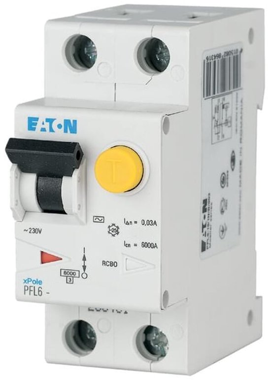 Eaton Aardlekautomaat 1-Polig+N 16A 30mA - PFL6-16/1N/B/003 - Type B | bol