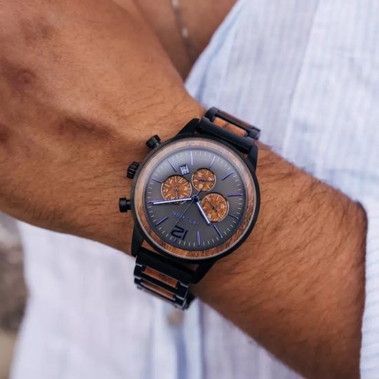Holzkern horloge Yves (Acacia/Grijs) | bol