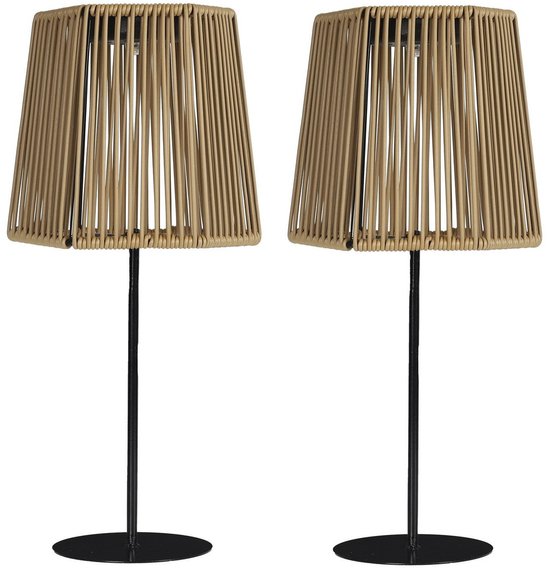 Home deco factory Solar tuin tafellamp Boho - 2x - kunststof - naturel ...