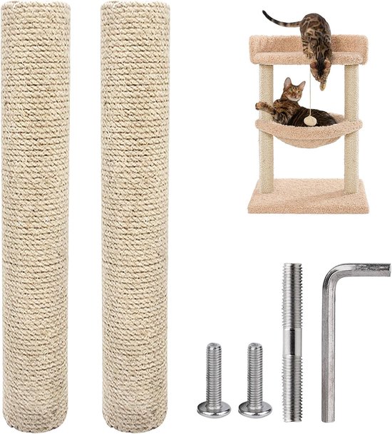 Reserve krabpalen voor katten - 2 stuks, 40 x 8 cm, hoogwaardig sisal | bol