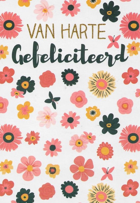 Van harte gefeliciteerd met je verjaardag! Een kleurrijke kaart met diverse bloemen in... | bol