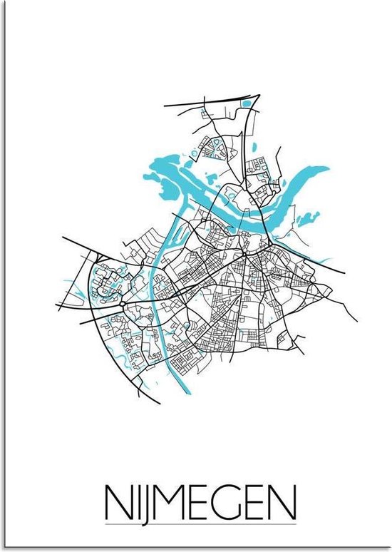 DesignClaud Plattegrond Nijmegen Stadskaart poster Wanddecoratie - Wit ...