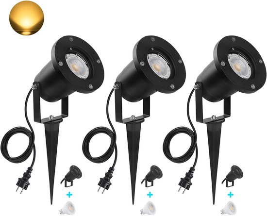 Tuinverlichting - Buitenlamp - Set van 3 - LED-tuinspots - Spotlicht ...