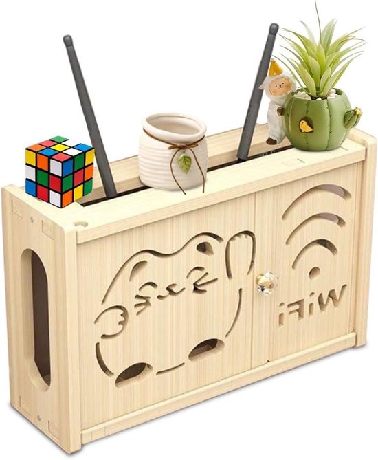 Wandgemonteerde WiFi Router Storage Box - Massief Houten Routerkast | bol