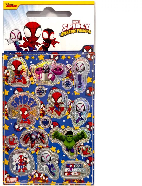 Spiderman Spidey Power holografische stickerset van 3, Spiderman ...